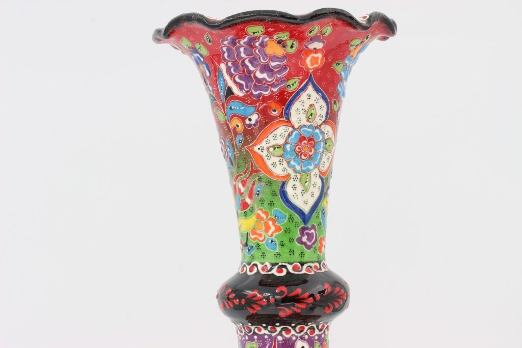 Absolutely Stunning 40 cm Hand Made Turkish Ceramic Tear Vase Colourful ...