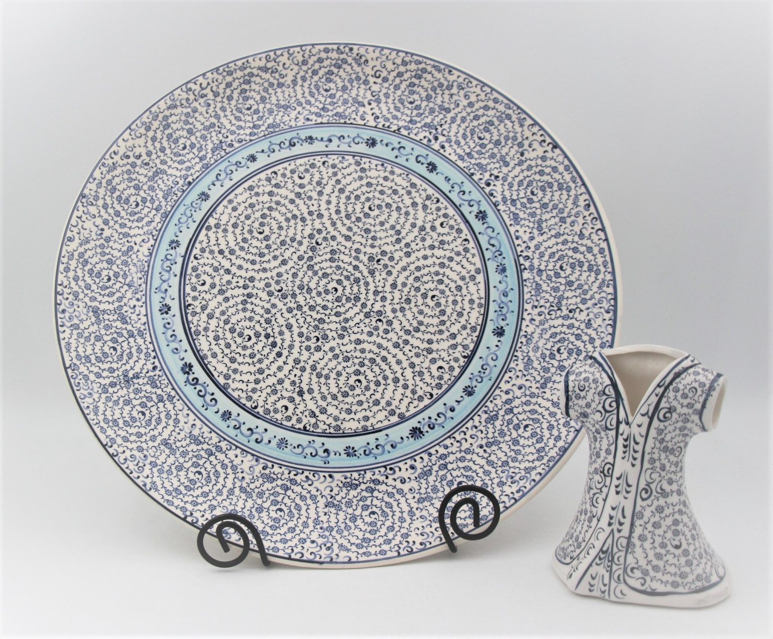 40 Cm Turkish Hand Painted Ceramic Plates In Halic Design - Nirvana