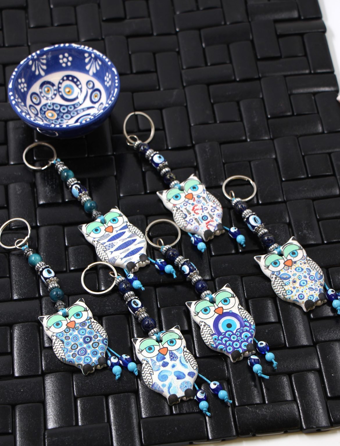 Evil Eye Ceramic Owl Key Ring - Nirvana
