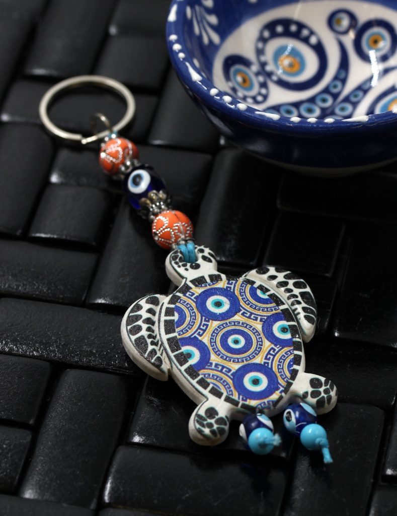 Evil Eye Ceramic Turtle Key Ring - Nirvana