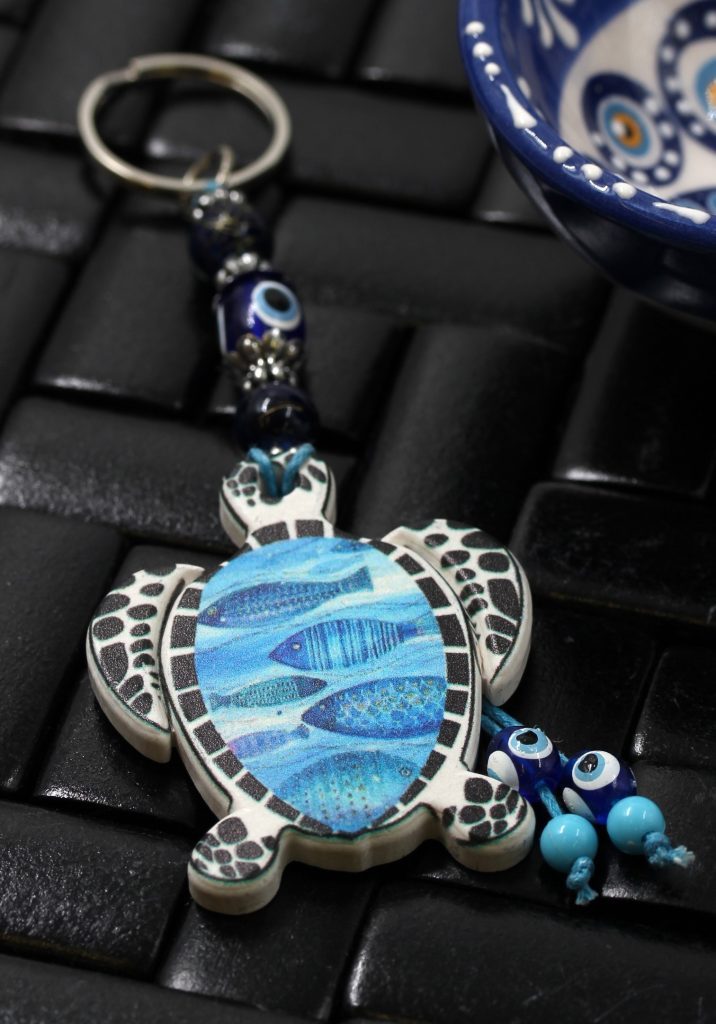 Evil Eye Ceramic Turtle Key Ring - Nirvana