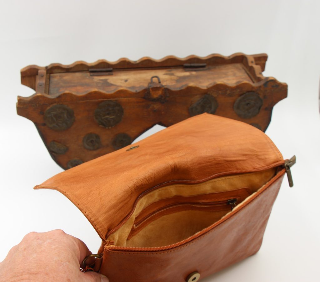 Genuine Moroccan Leather Tan Clutch Purse - With 3D Sunflower Logo A ...