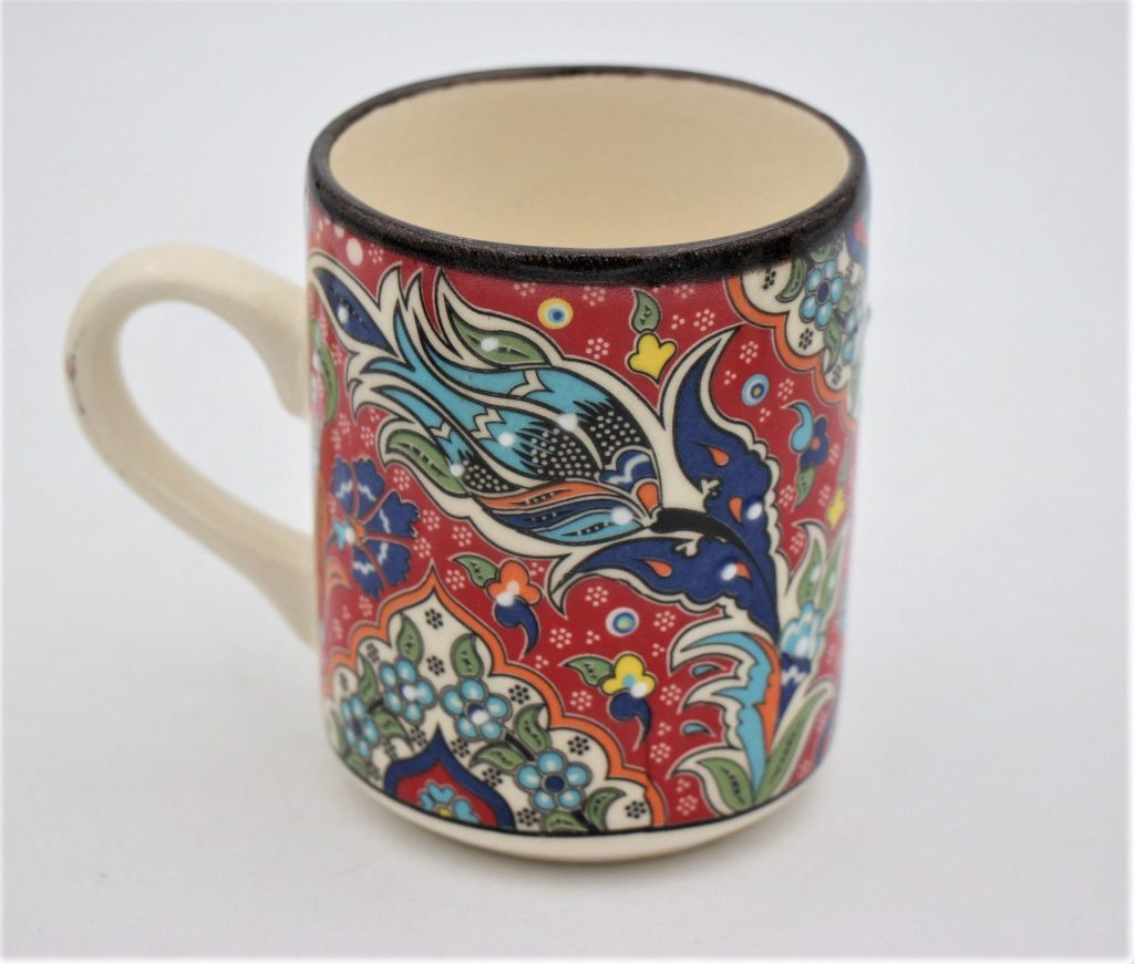Hand Crafted Turkish Ceramic Coffee Mug In Colourful Relief - Nirvana