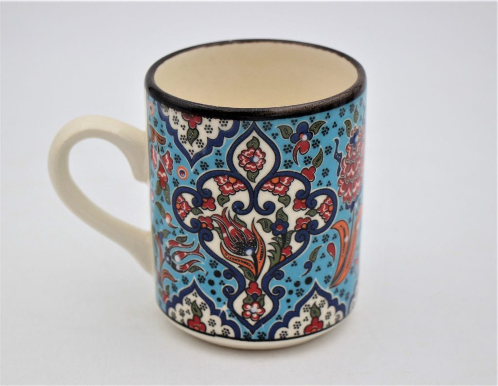 Hand Crafted Turkish Ceramic Coffee Mug In Colourful Relief - Nirvana