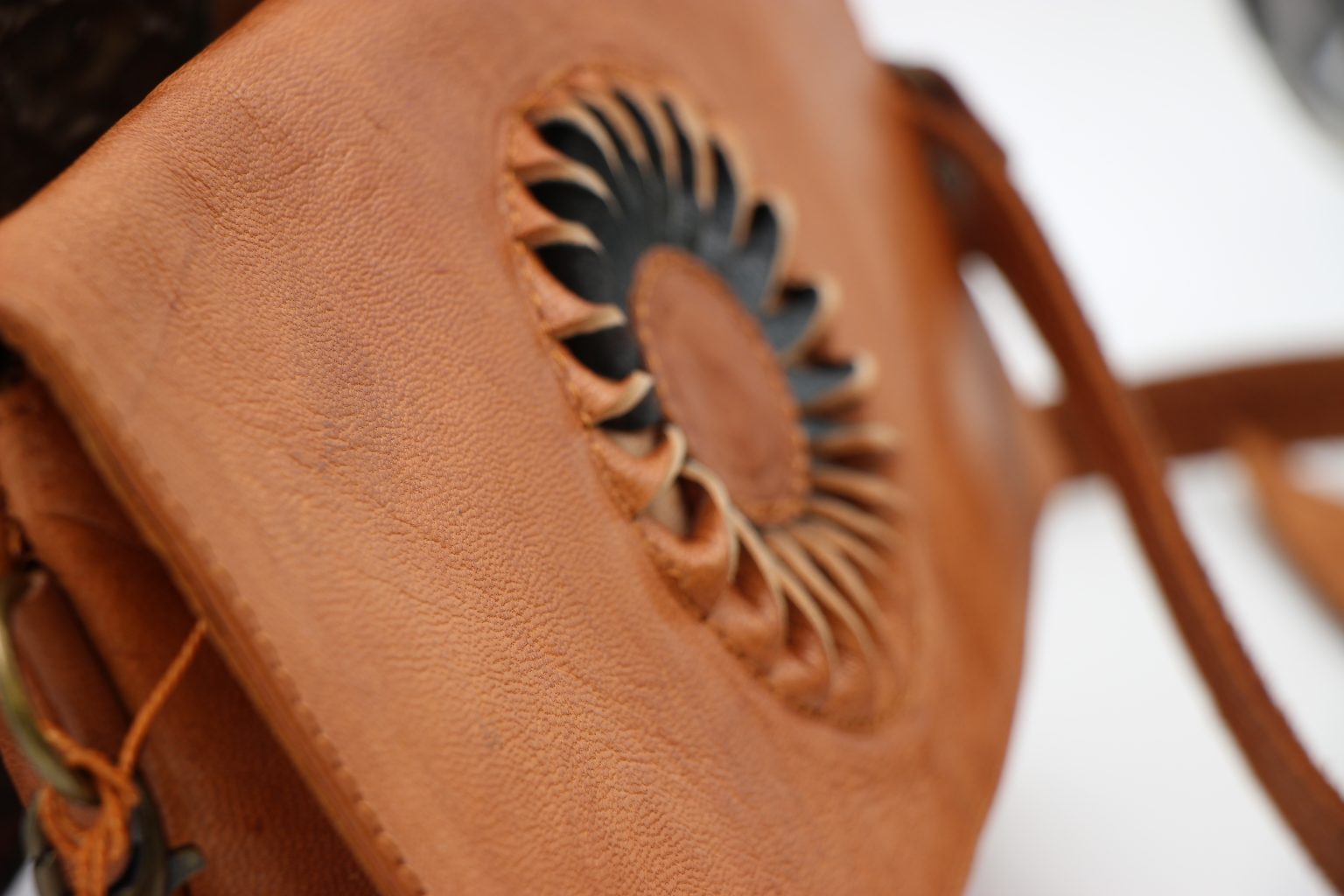Genuine Moroccan Leather Tan Clutch Purse - With 3D Sunflower Logo ...