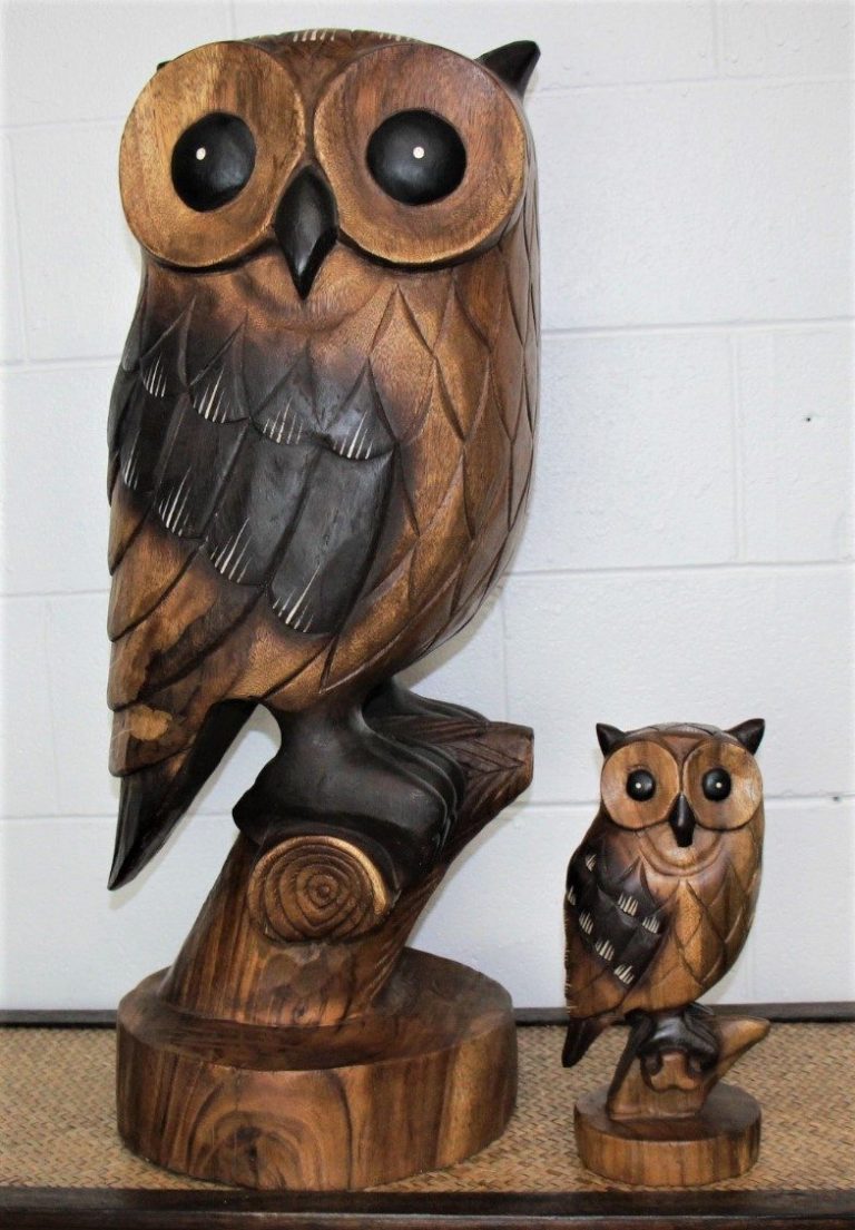 Xtra Large Carved Wooden Owl - Nirvana