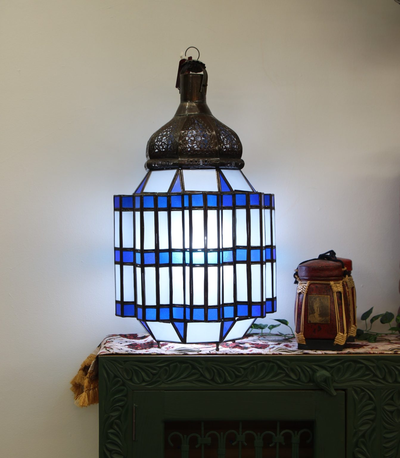 Large Moroccan Octagonal Lamp Blue - Nirvana Eastern Imports