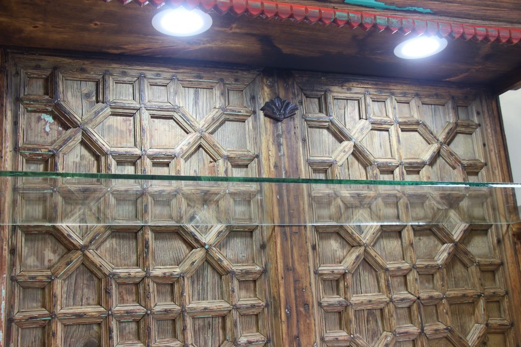 Large Carved Wooden Display Unit With Antique Doors, Antique Beams And ...
