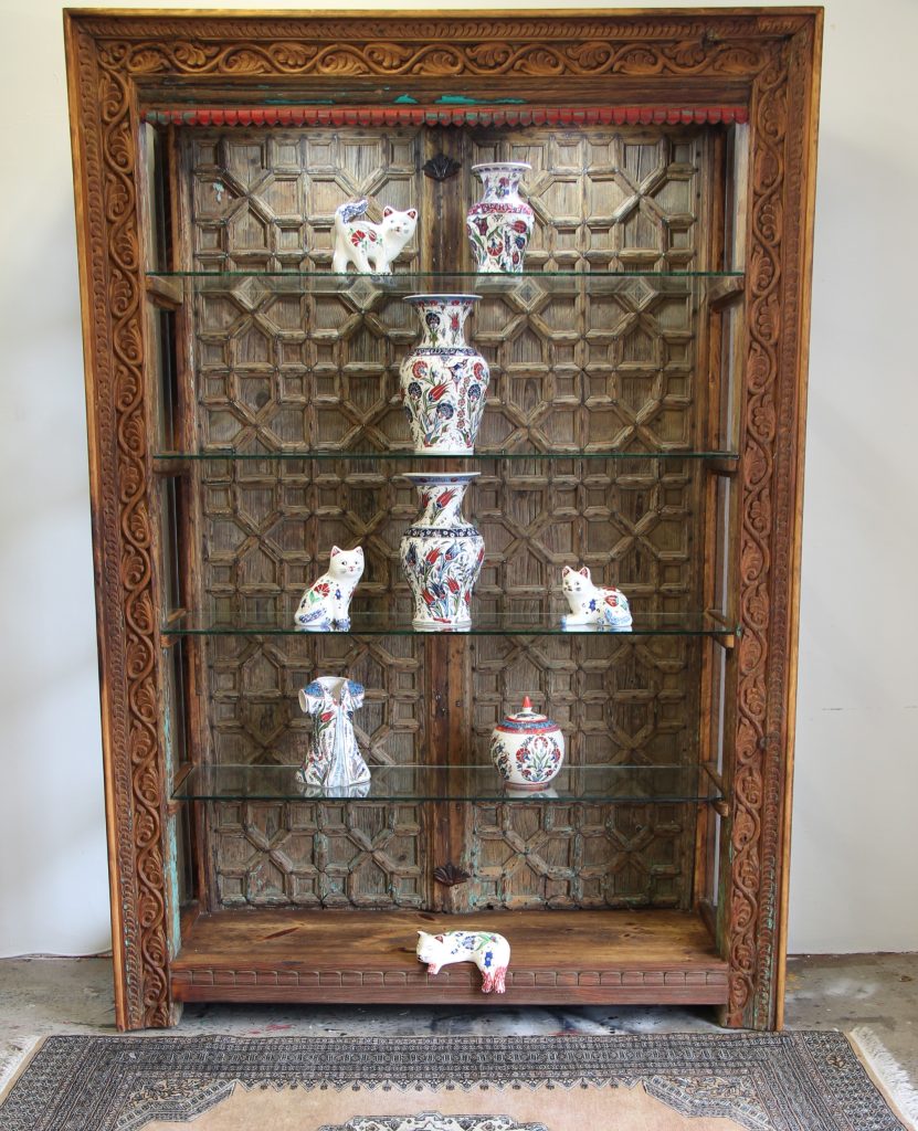 Large Carved Wooden Display Unit With Antique Doors, Antique Beams And ...