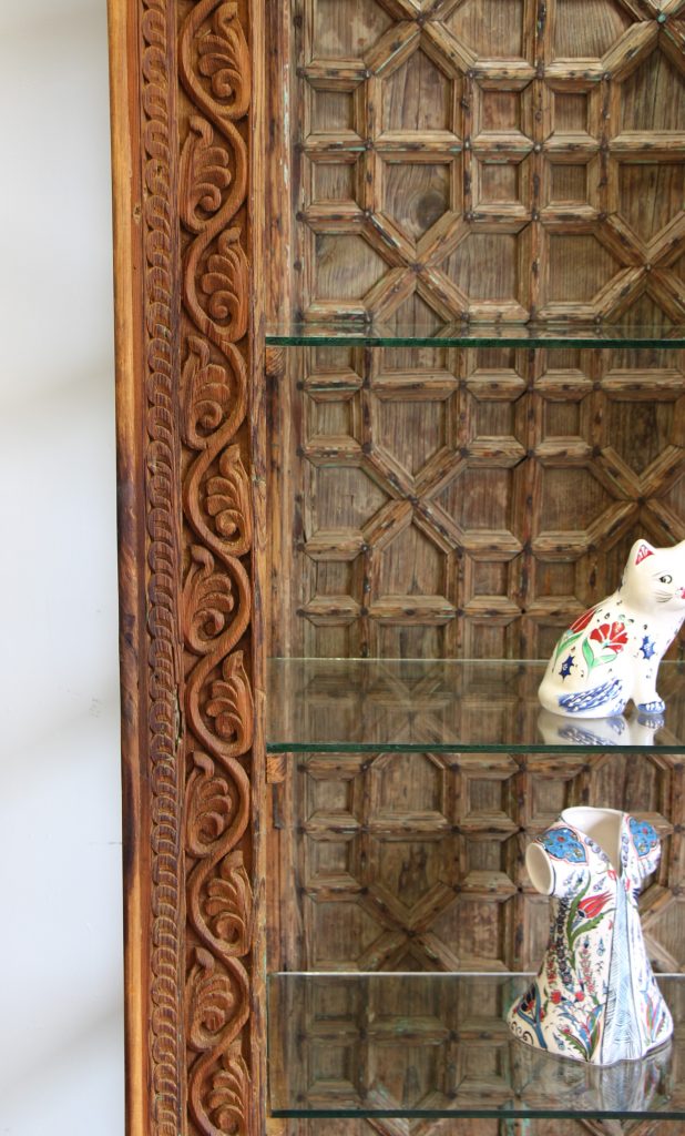 Large Carved Wooden Display Unit With Antique Doors, Antique Beams And ...