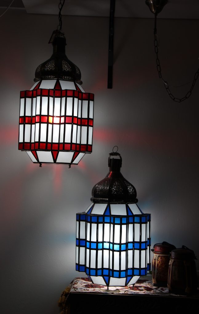 Large Moroccan Octagonal Lamp Blue - Nirvana Eastern Imports