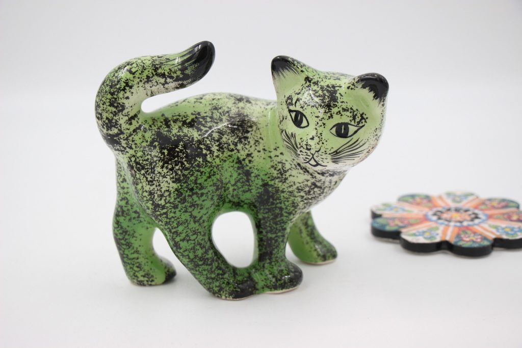 Hand Painted Turkish Large Ceramic Cats In Marble Design - Nirvana