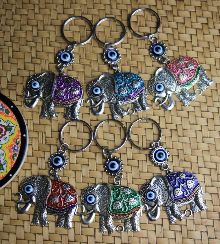 Evil Eye Bag Tag/Key Ring Colourful Elephants - Nirvana