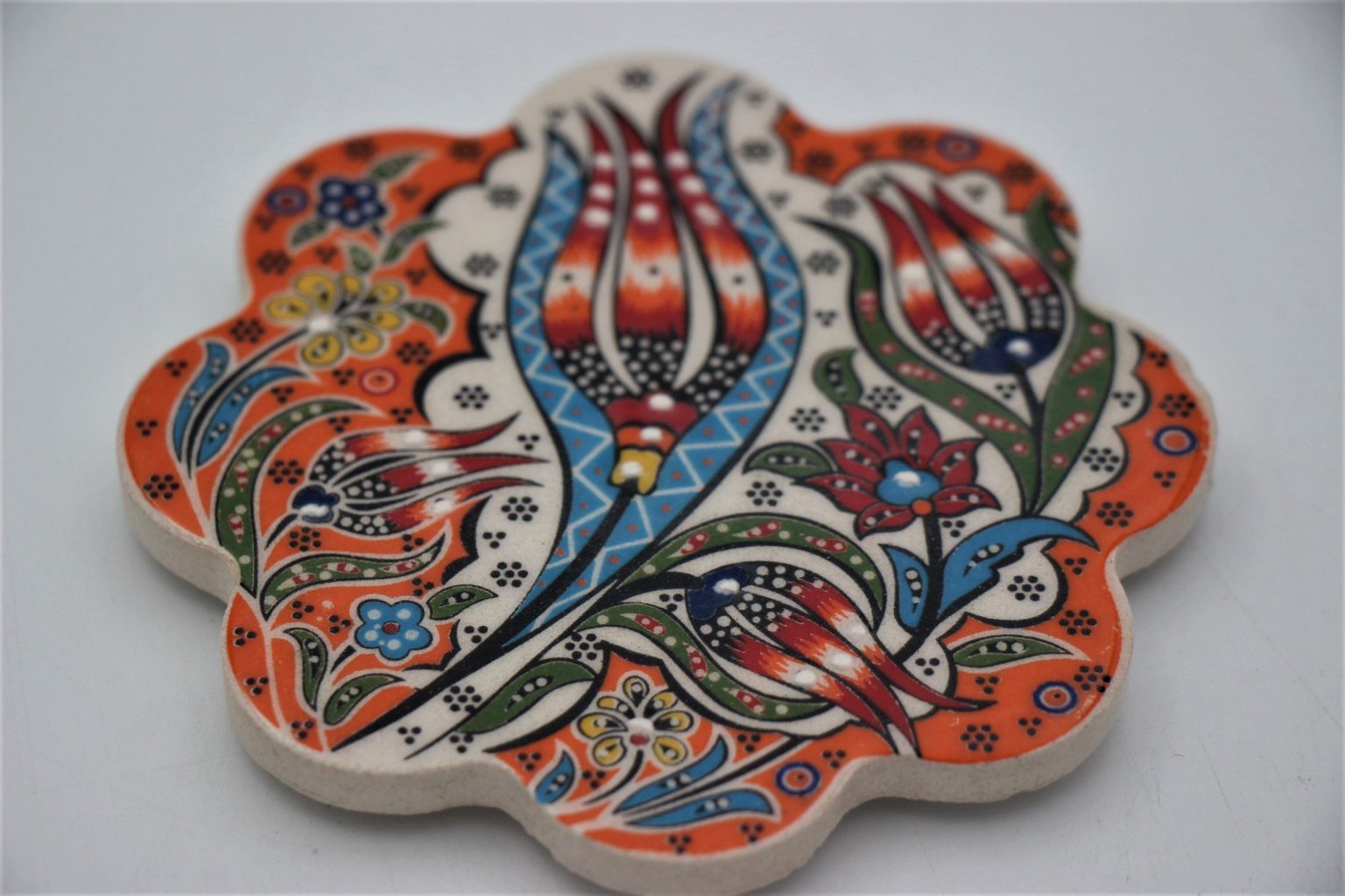 Hand Crafted 10cm Turkish Ceramic Coasters In Relief Design - Nirvana