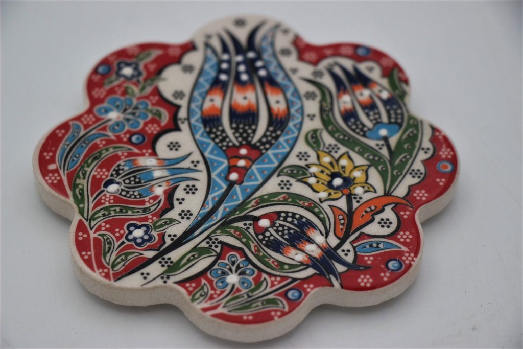 Hand Crafted 10cm Turkish Ceramic Coasters In Relief Design - Nirvana