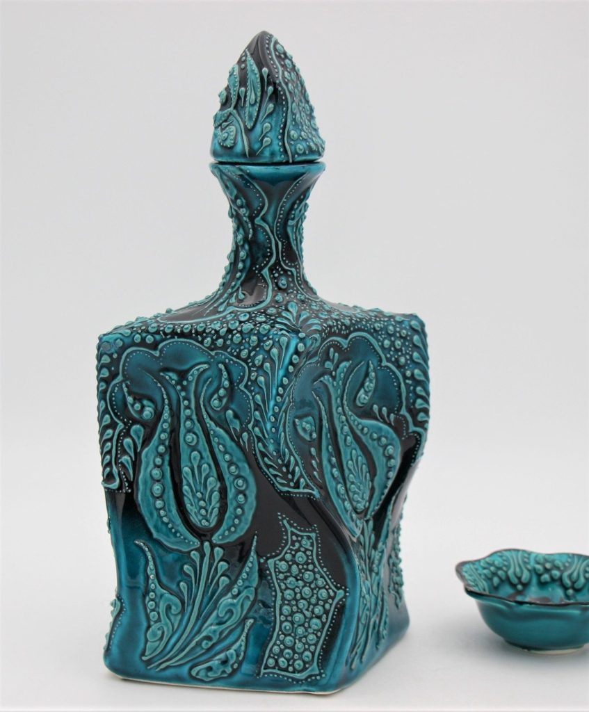 Hand Crafted Turkish Ceramic Coffee Mug In Turquoise Design - Nirvana