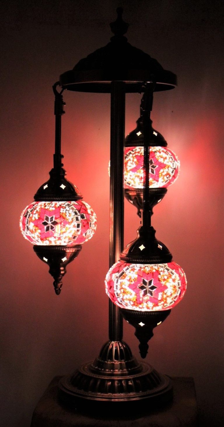 Turkish Mosaic Floor Lamp 3 Globe White - Nirvana Eastern Imports
