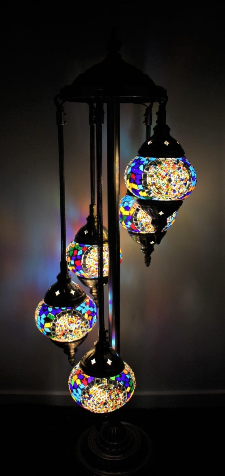 Turkish Mosaic Floor Lamp 5 Globe Earth Blast - Nirvana Eastern Imports