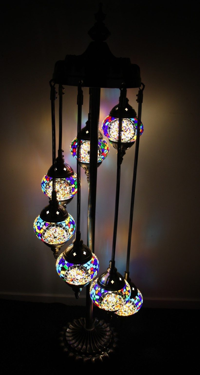 Turkish Mosaic Floor Lamp 7 Globe Mosaic Earth Blast - Nirvana