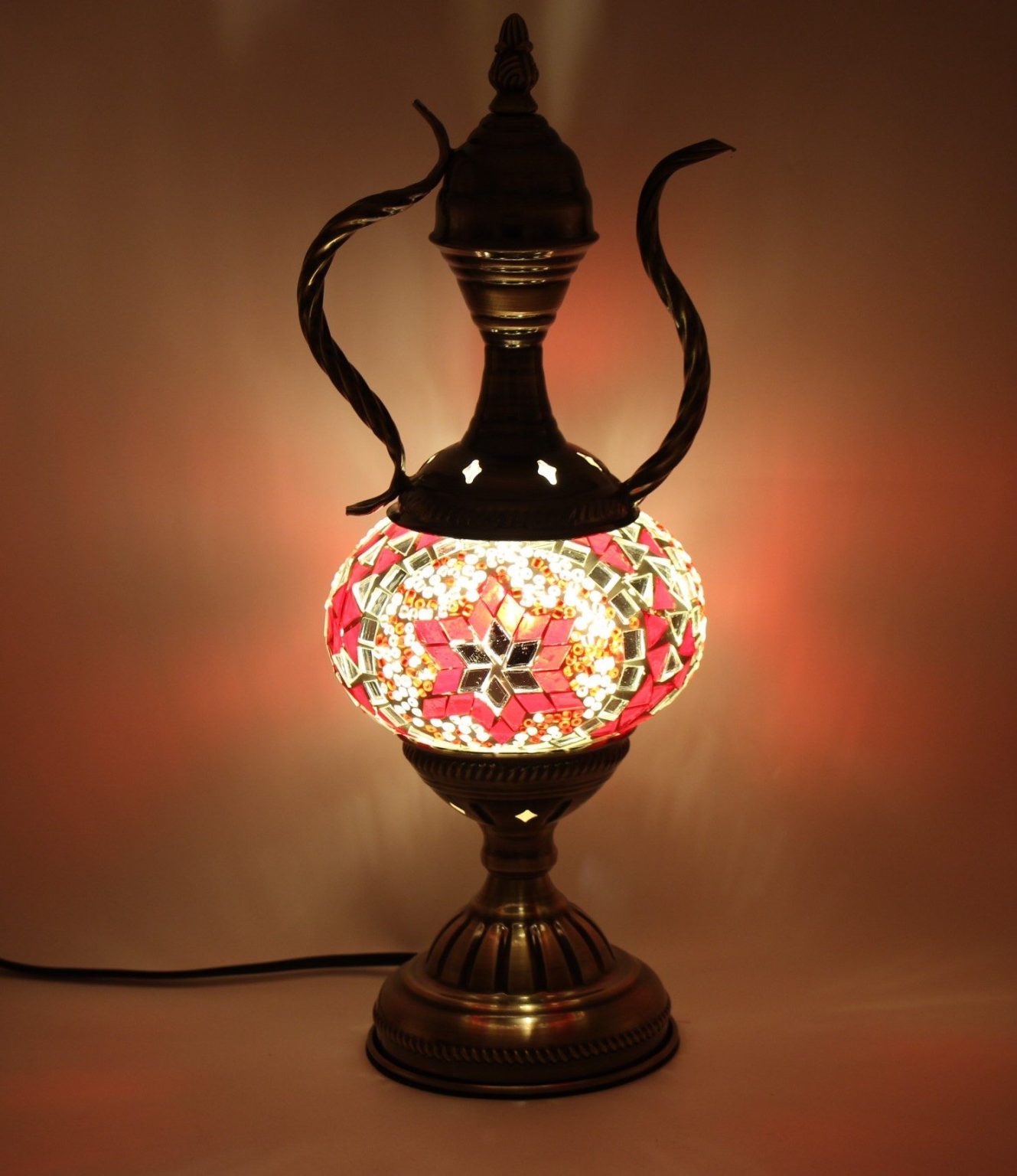 Turkish Mosaic Medium Teapot Table Lamp Red - 37cm