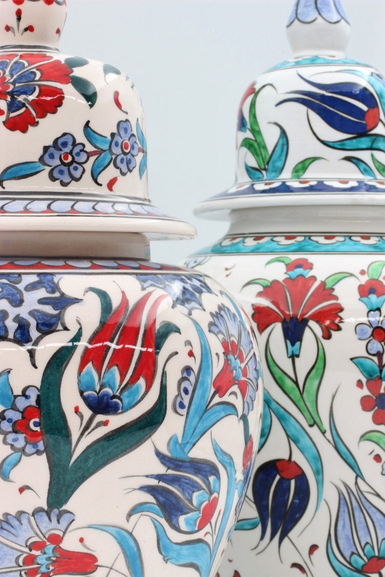 32 cm Hand Made Turkish Ceramic Shah Vase In Abstract Tulip Design's, 9 ...